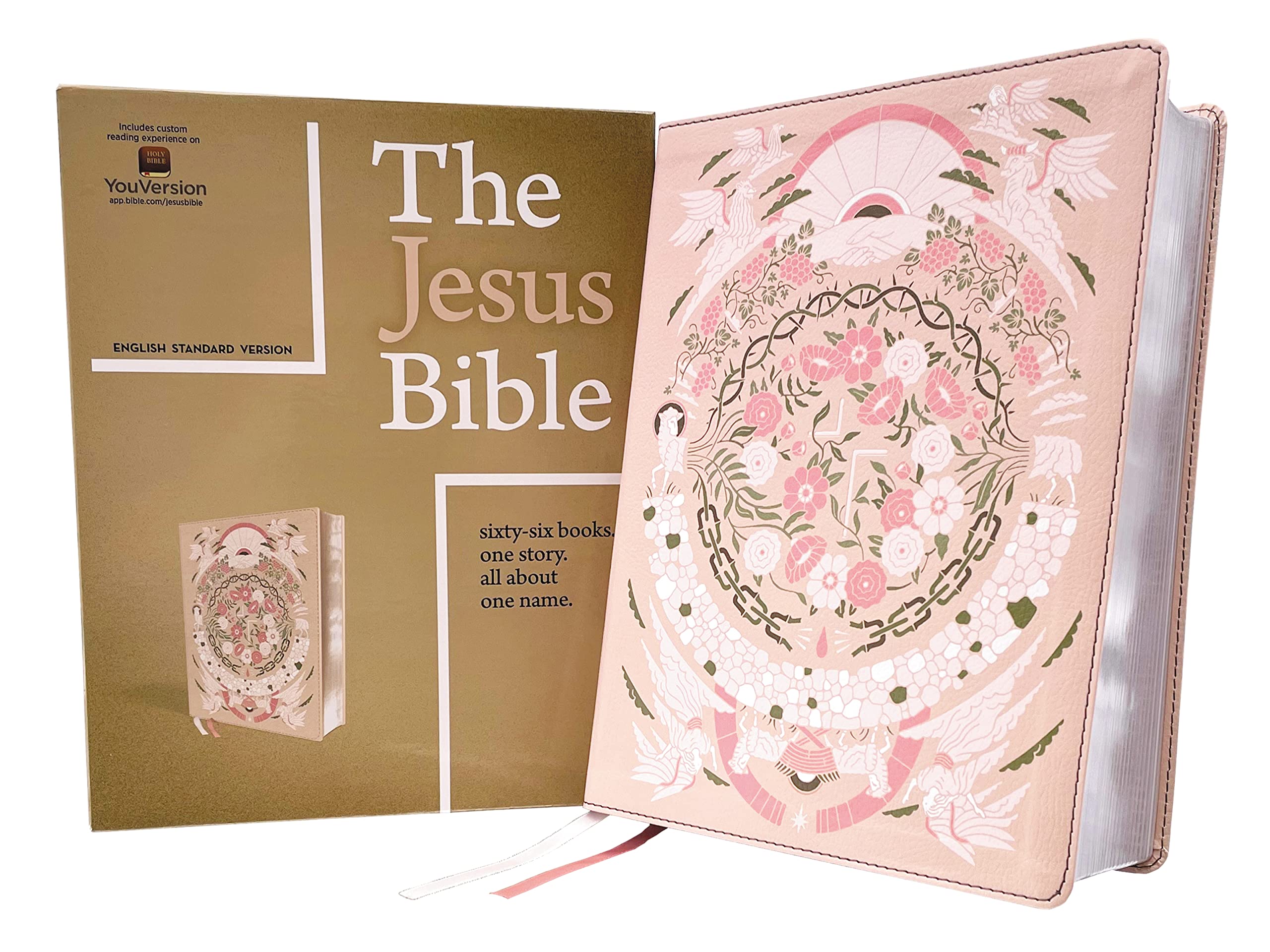 The Jesus Bible: English Standard Version | Peach Leathersoft | Green ...