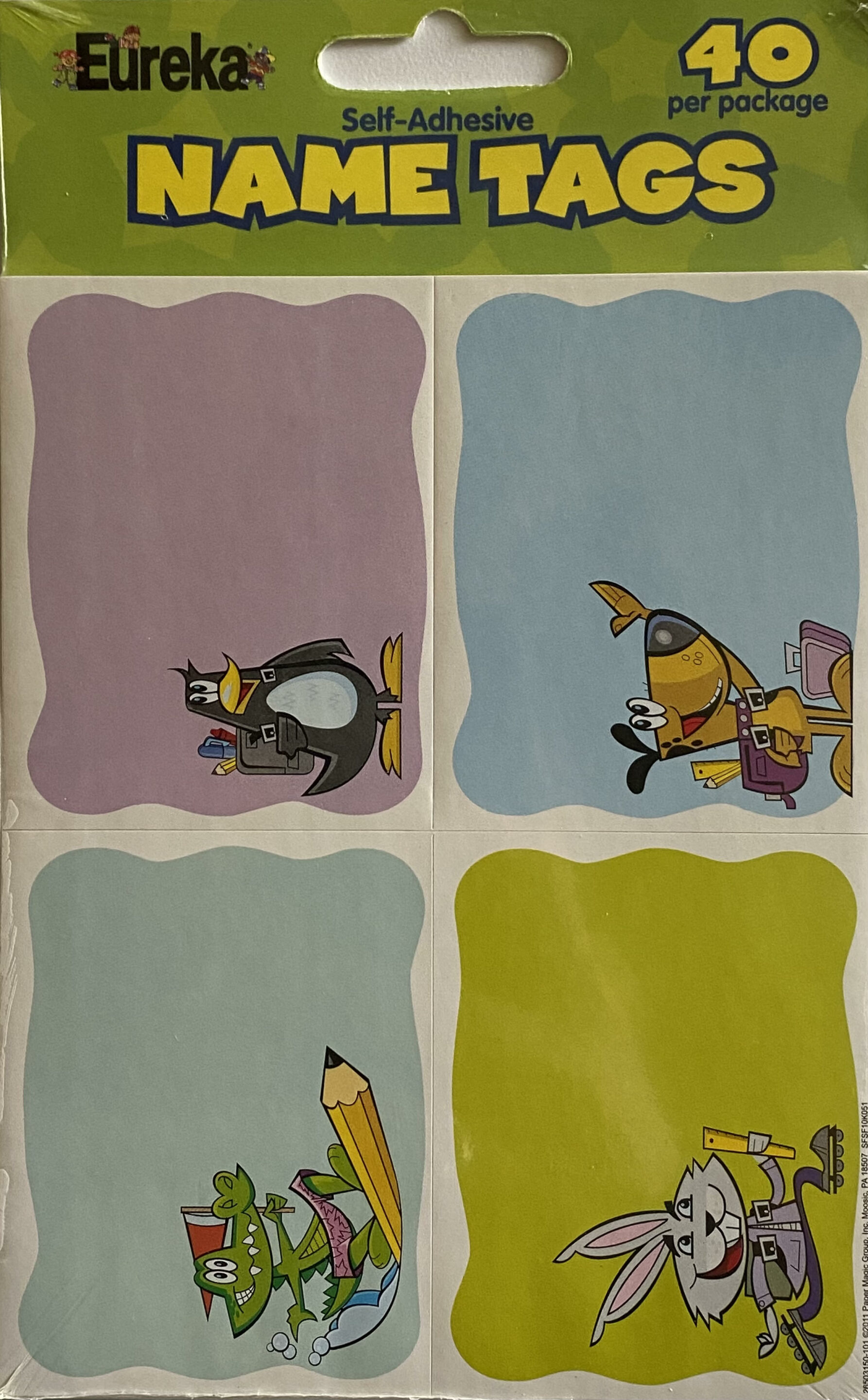 Cartoon Animal Name Tags: 40 Per Package | Green Valley Book Fair