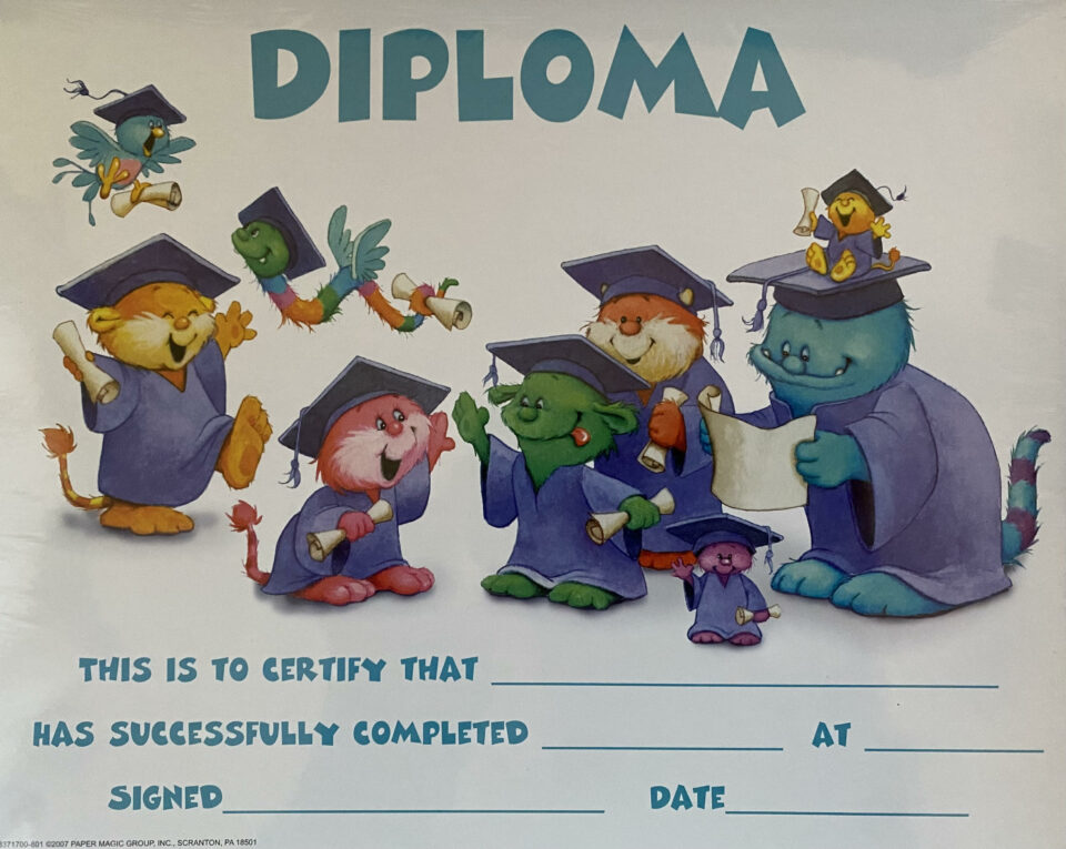 Monsters in Cap and Gown Diploma Certificates: 36 Certificates Per ...