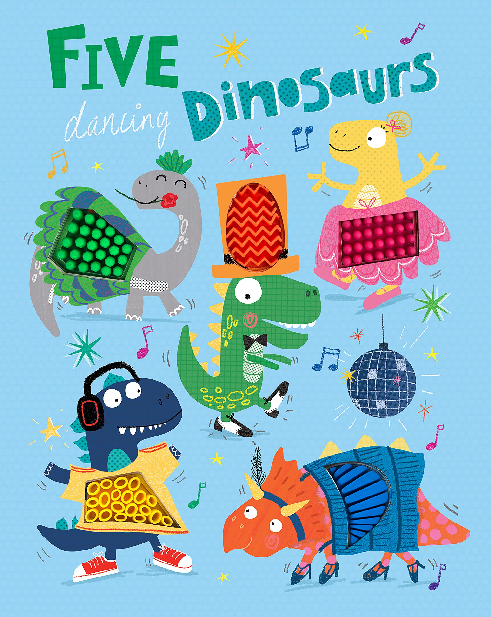 Five Dancing Dinosaurs: Touch and Feel Sensory Board Book | Green ...