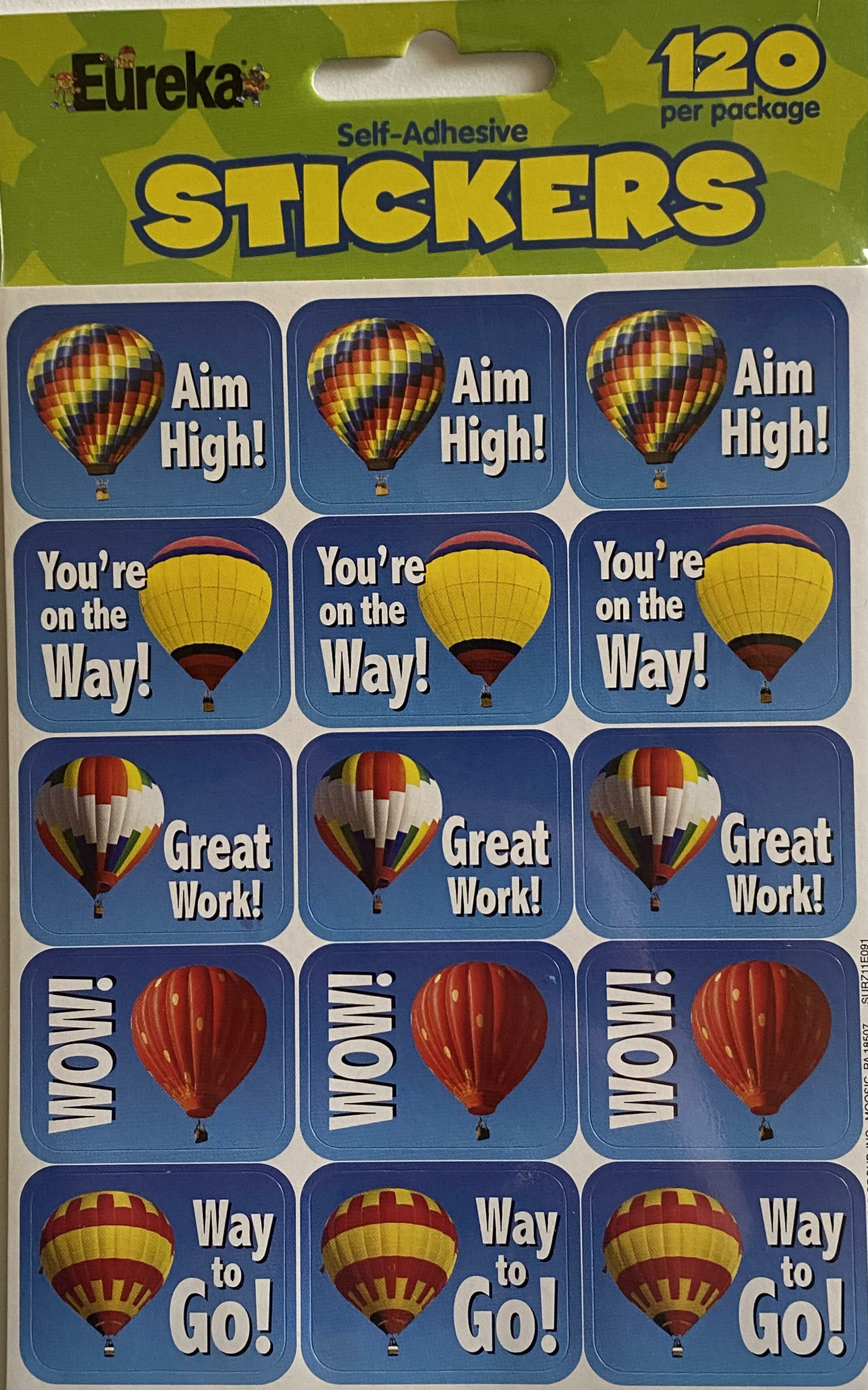Hot Air Balloon Encouragement Stickers: 120 Per Package | Green Valley ...