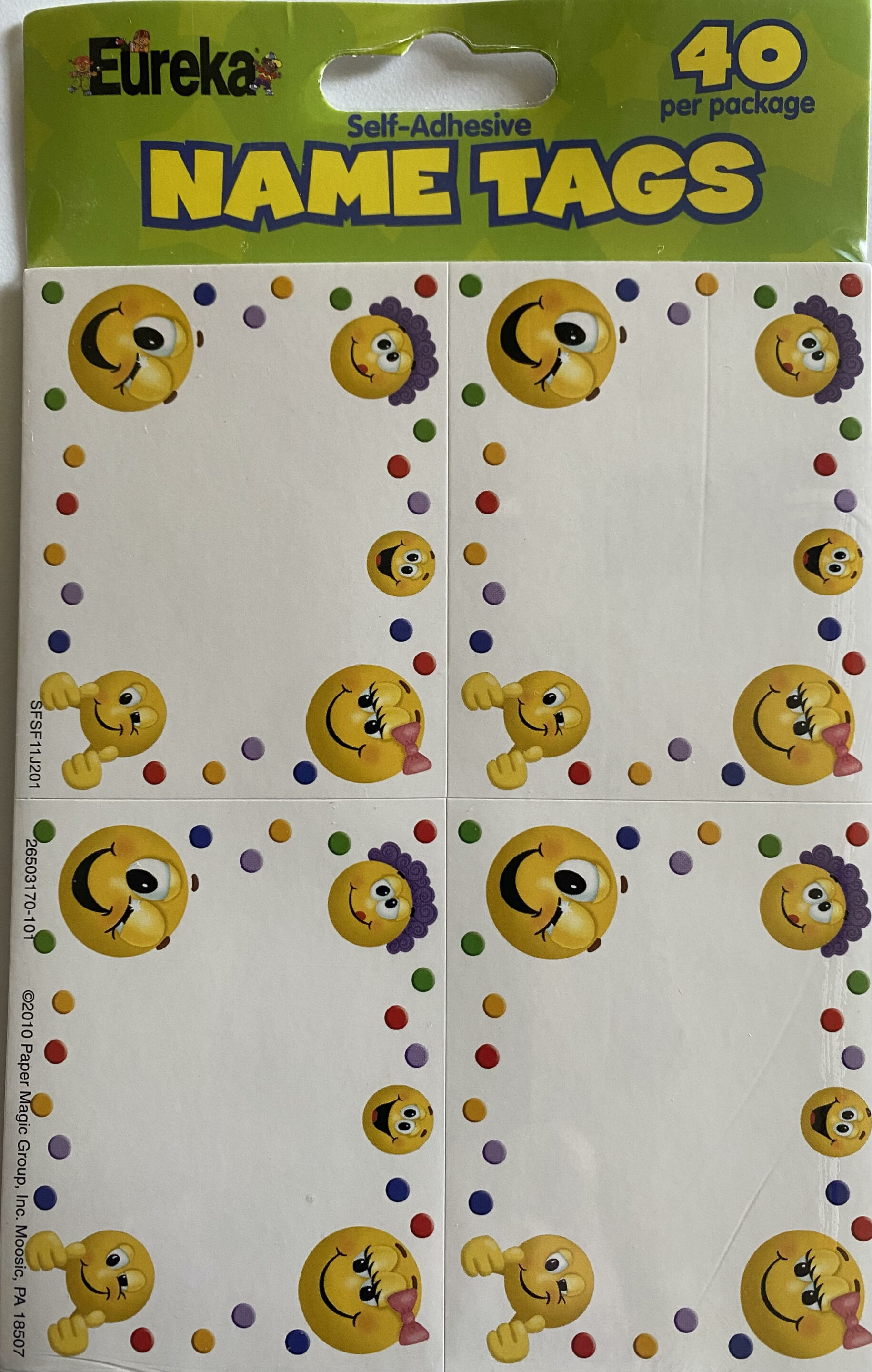 Smiley Face Name Tags: 40 Per Package | Green Valley Book Fair