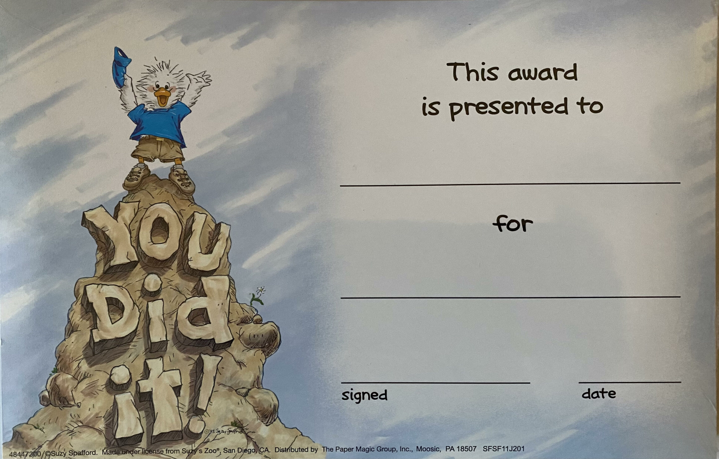 You Did It! Recognition Award: 36 Suzy’s Zoo Awards Per Package | Green ...