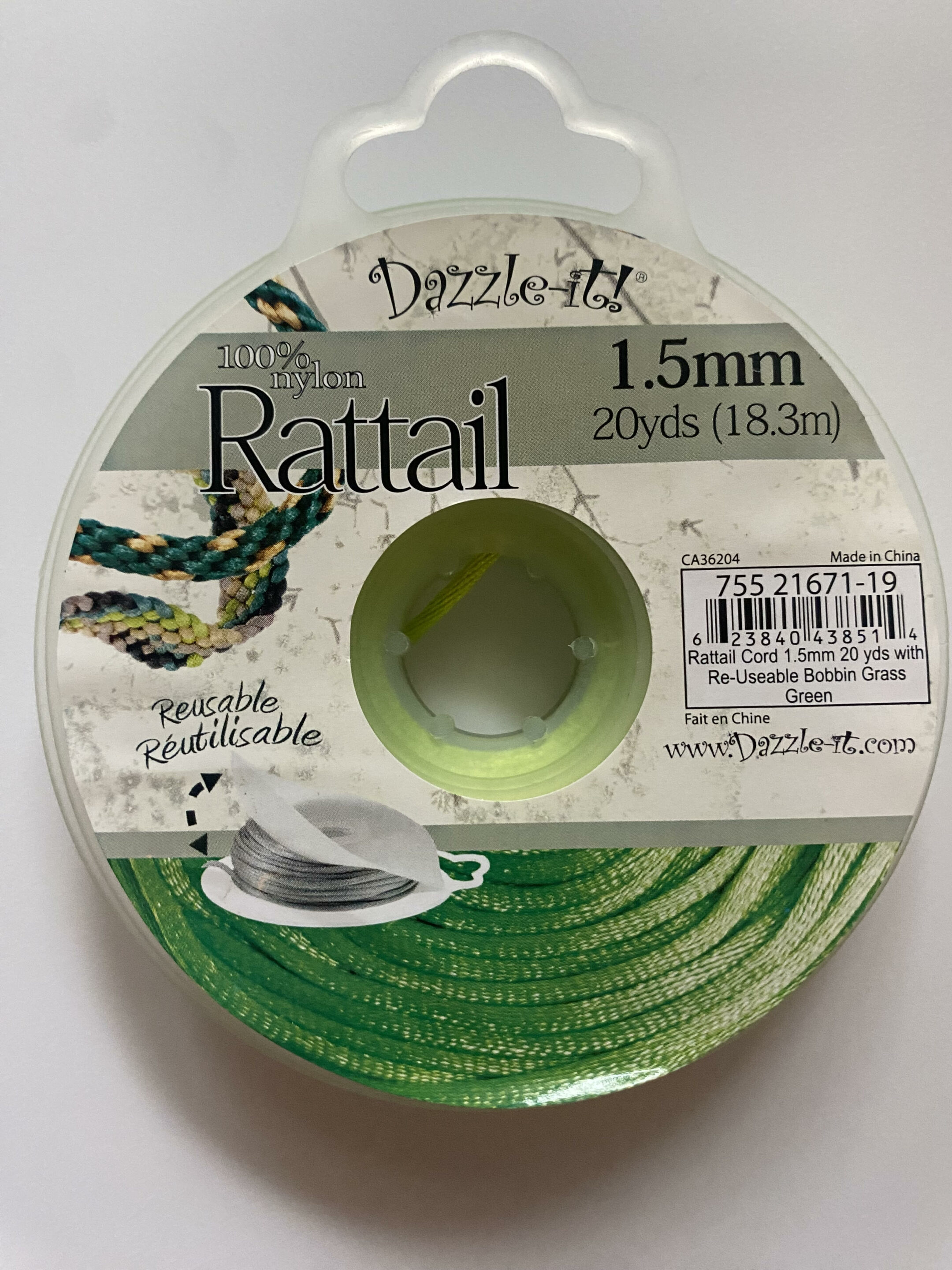Dazzle-it! Rattail Cord 1.5mm Neon Yellow: 20 Yards | Green Valley Book ...