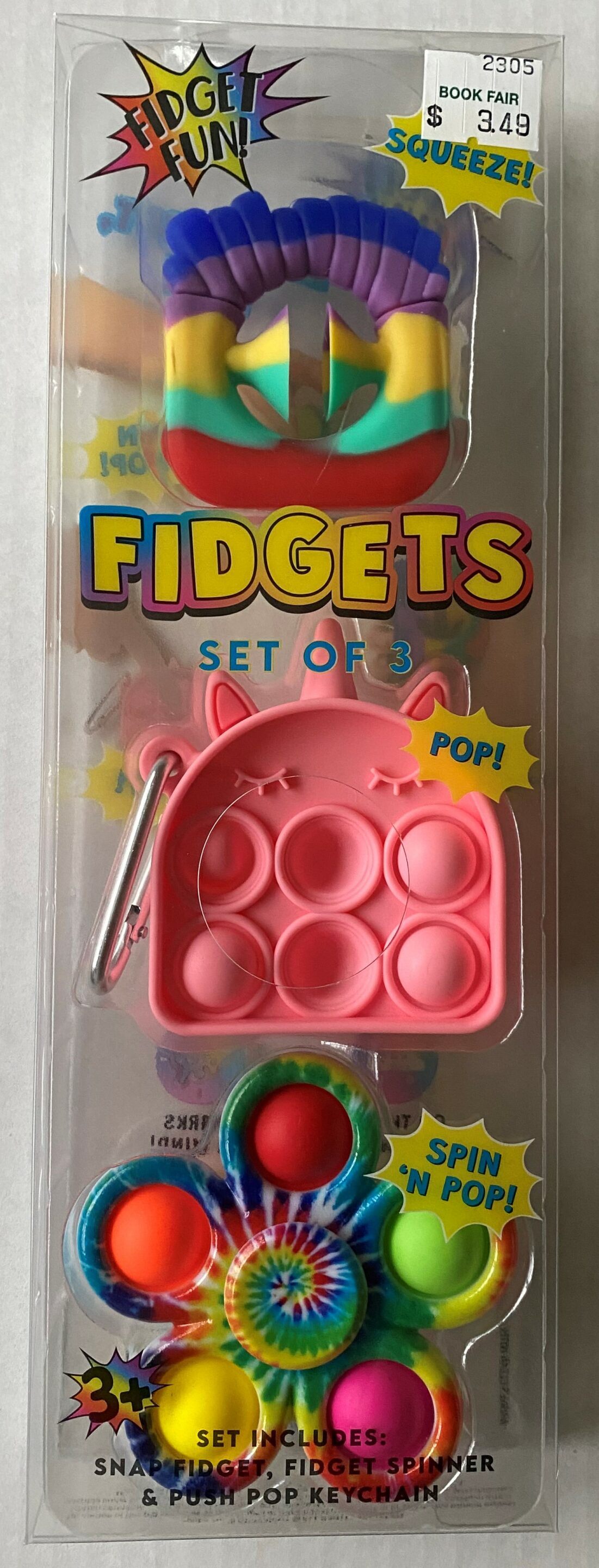 Fidgets Set of 3: Set Includes: Snap Fidget, Fidget Spinner & Push Pop ...