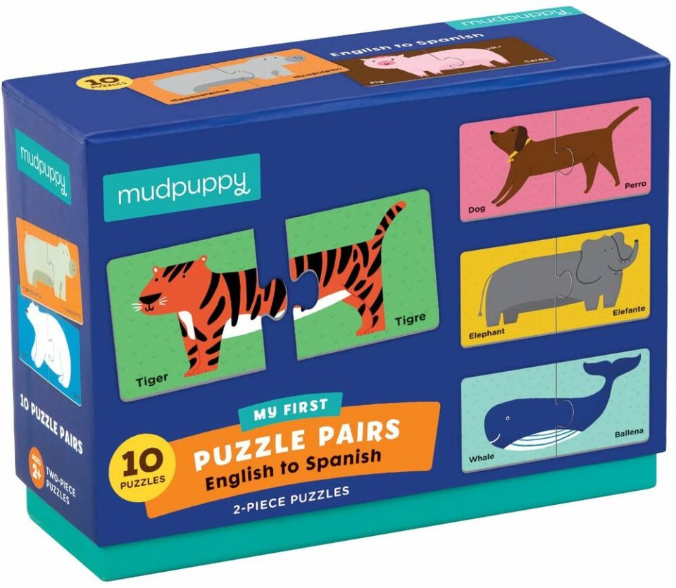 My First Puzzle Pairs English to Spanish: 10 2-Piece Puzzles | Green ...