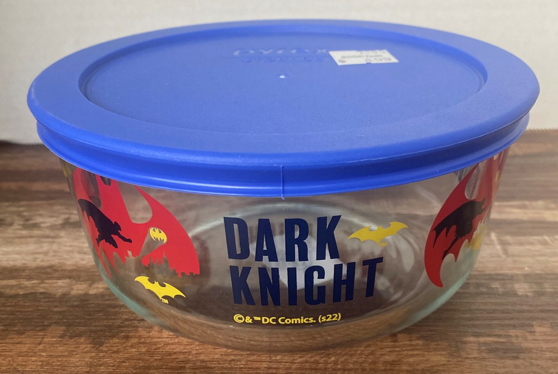Pyrex Dark Knight 4-Cup Round Glass Storage Container with Blue ...