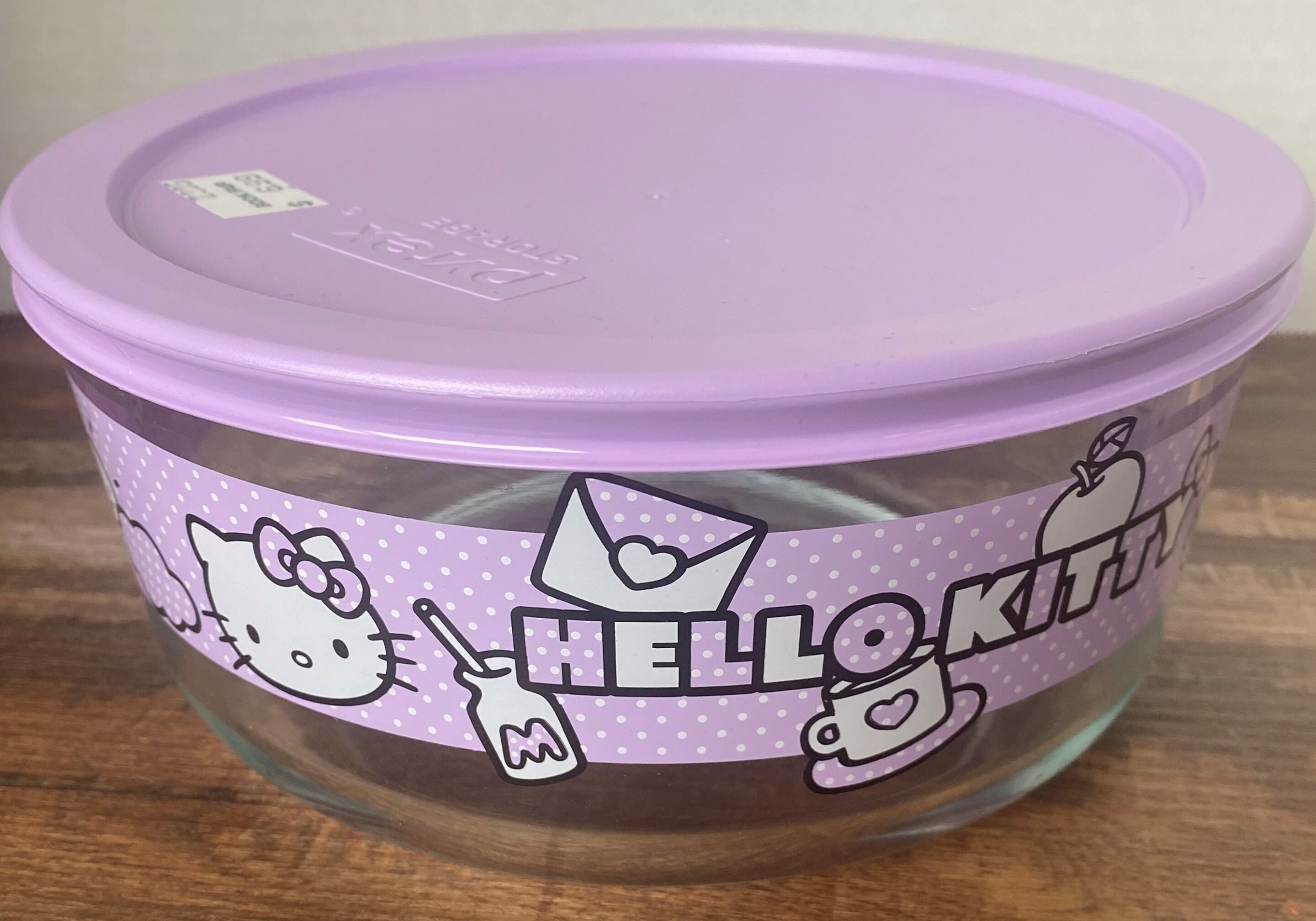 Pyrex Hello Kitty 7-Cup Round Glass Storage Container with Purple ...