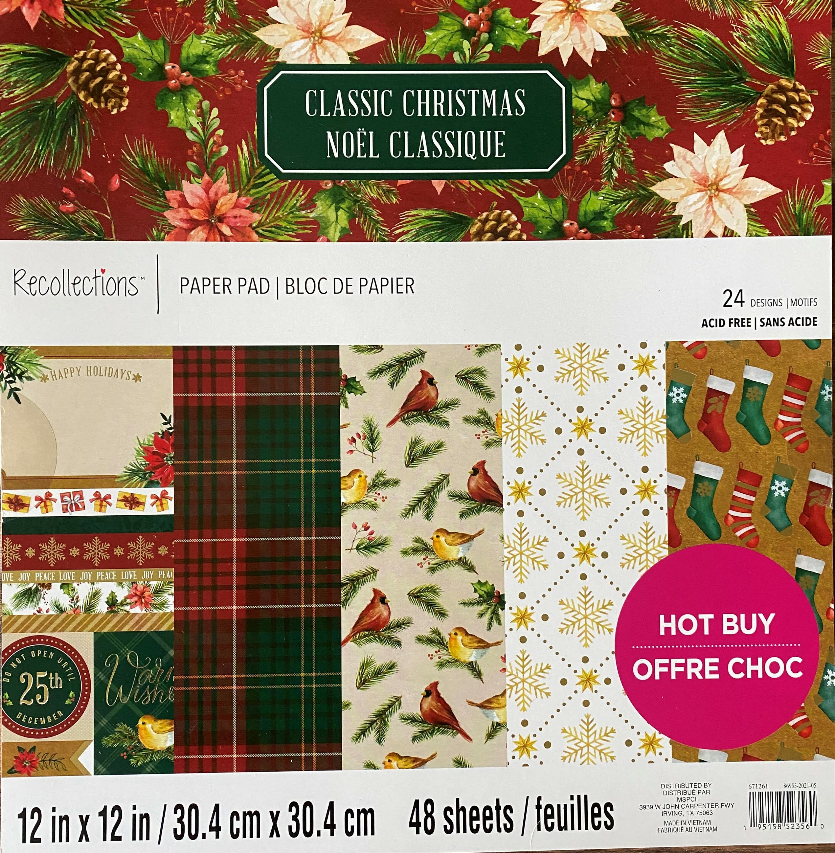 Classic Christmas Paper Pad: 24 Designs - 12 x 12 in - 48 Sheets ...