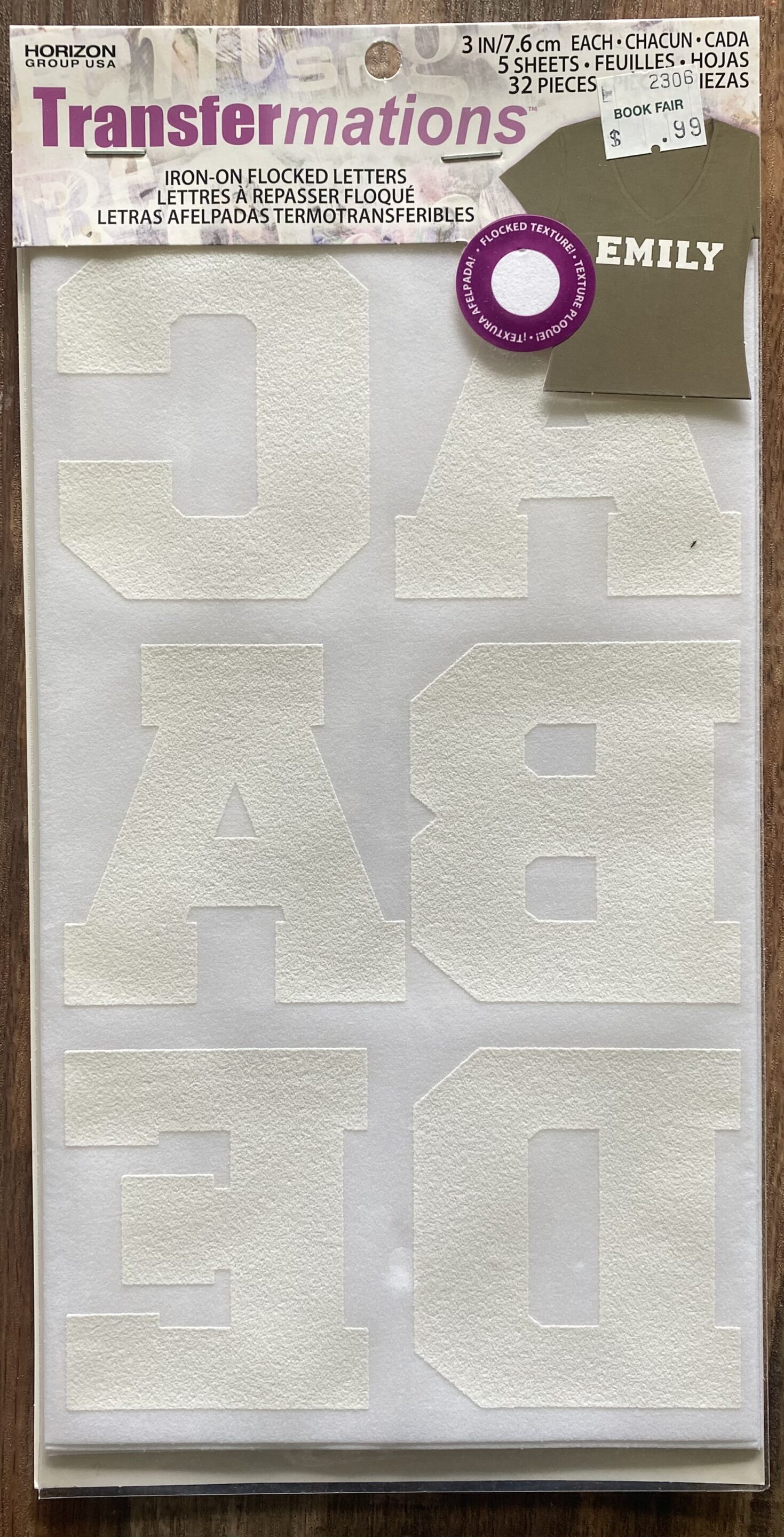 TransferMations Iron-On Flocked Letters in White 3 Inch Tall: 5 Sheets ...