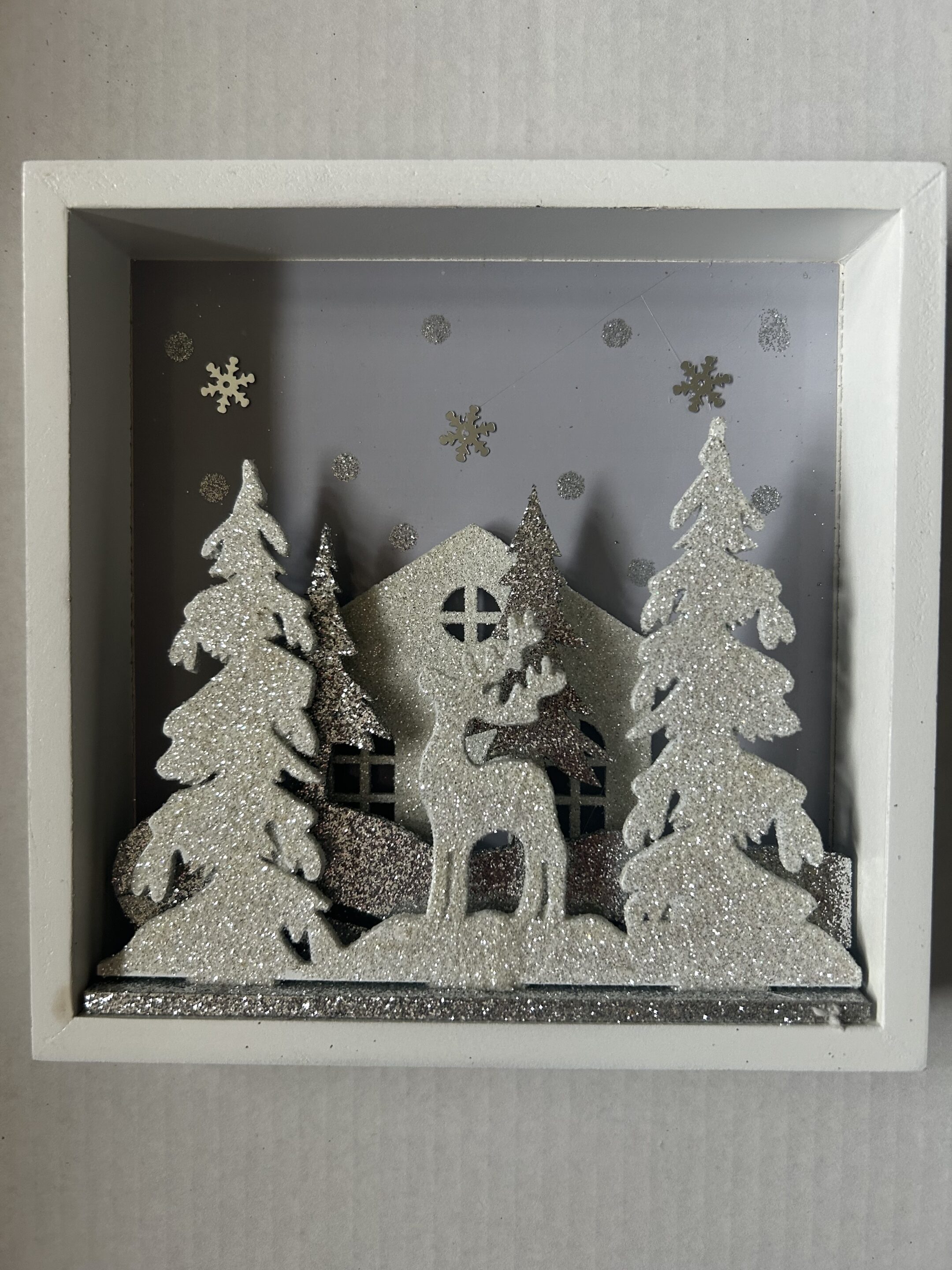Snowy Scene Tabletop Shadow Box 7.25″ Tall | Green Valley Book Fair