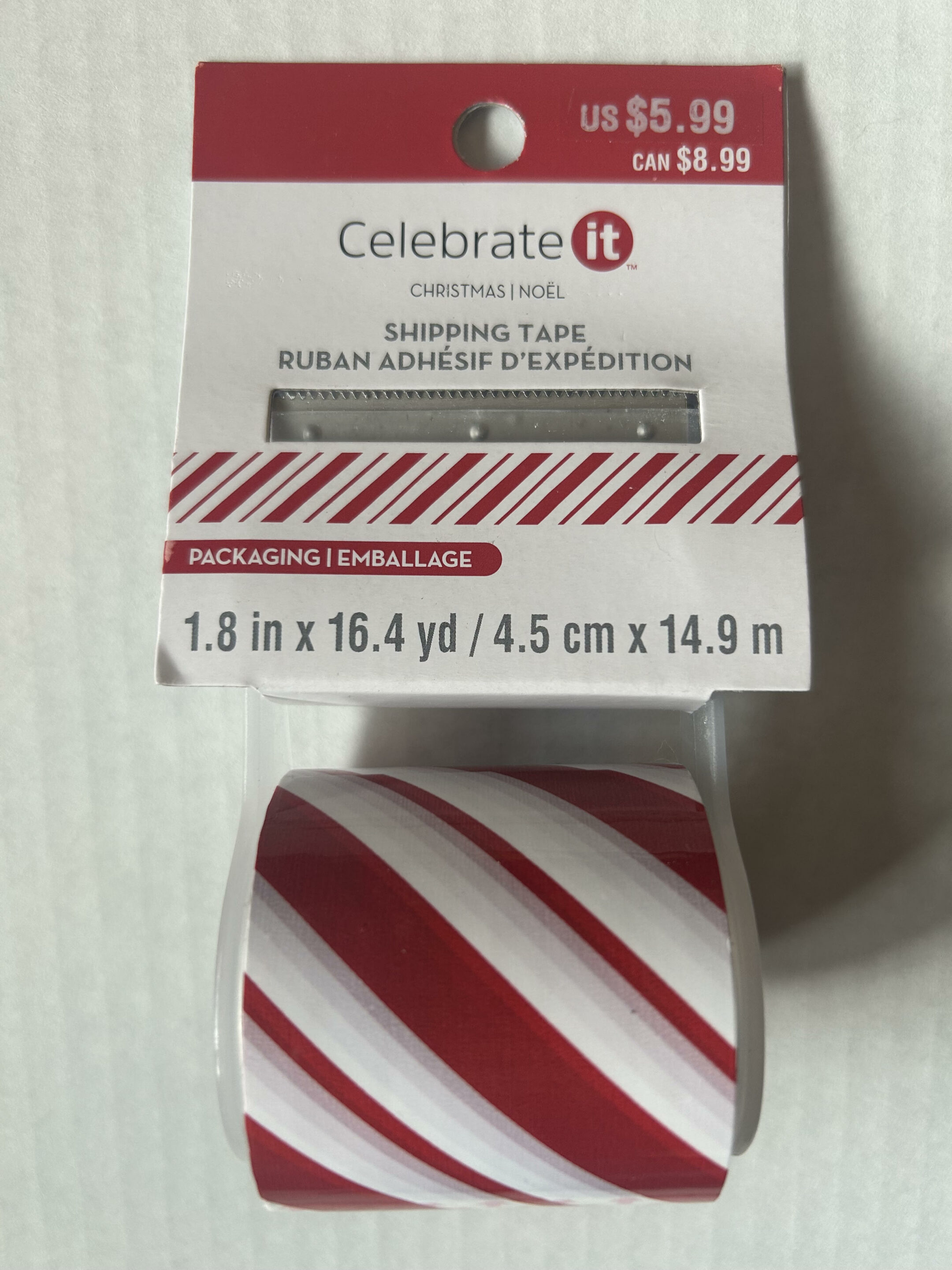 White and Red Striped Shipping Tape 1.8″ x 16.4 Yards | Green Valley ...