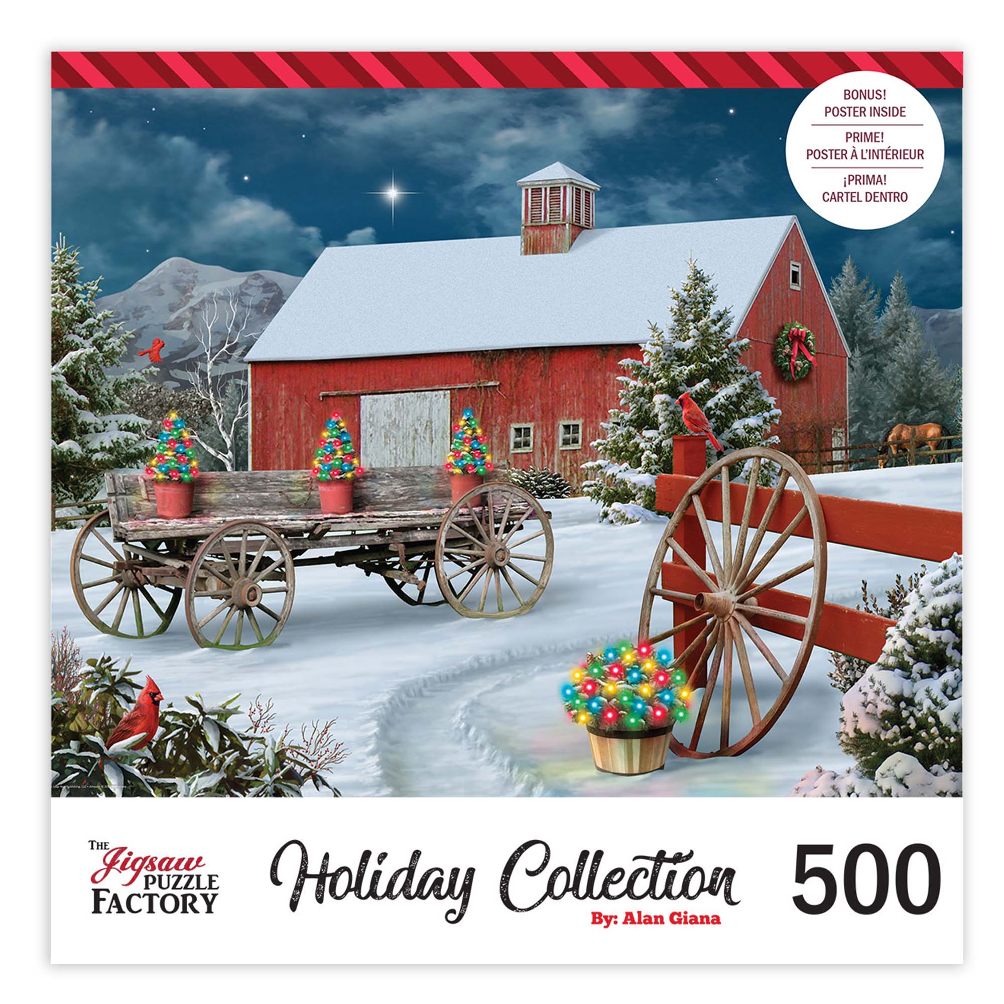 Rustic Christmas 500 Piece Jigsaw Puzzle: Artwork by Alan Giana | Green ...