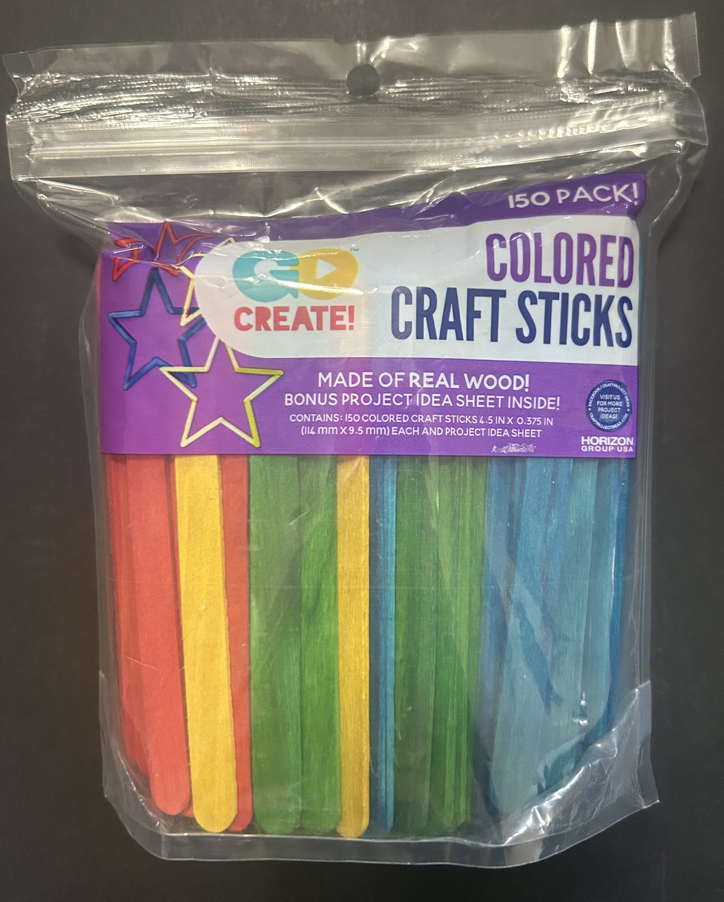 Colored Craft Sticks 150 Pack | Green Valley Book Fair