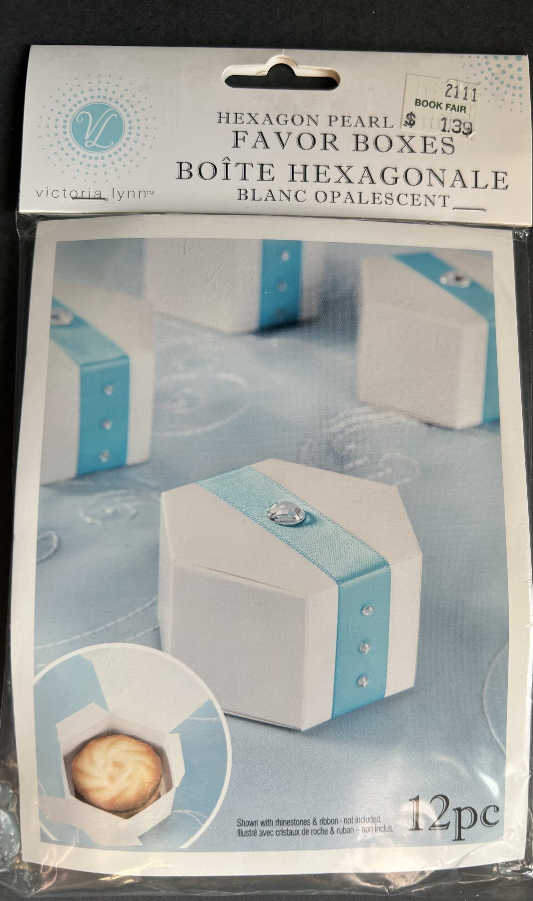 Hexagon Pearl White Favor Boxes 12 pc | Green Valley Book Fair